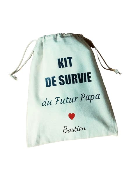 Kit de survie du futur papa pochon sac à coulisse personnalisable