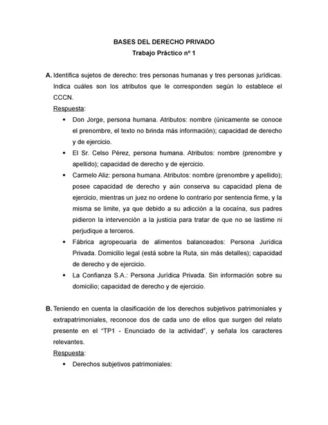 TP 1 Bases Del Derecho Privado BASES DEL DERECHO PRIVADO Trabajo