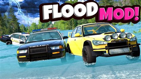 Police Chase Escape But It S During An Extreme Flood In Beamng Drive