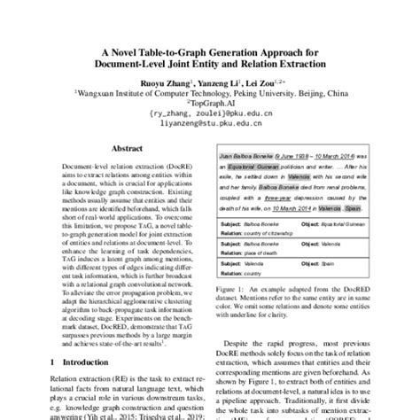 a novel table to graph generation approach for document level joint entity and relation