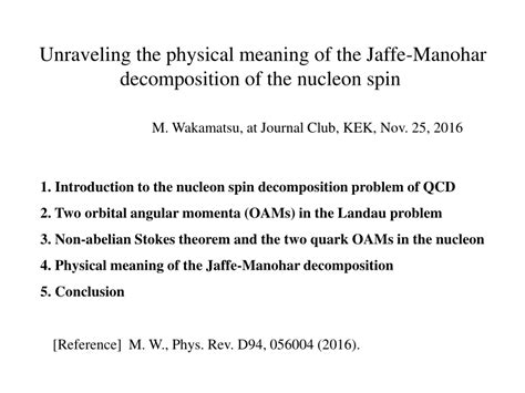 pdf unraveling the physical meaning of the jaffe manohar decomposition of the nucleon spin