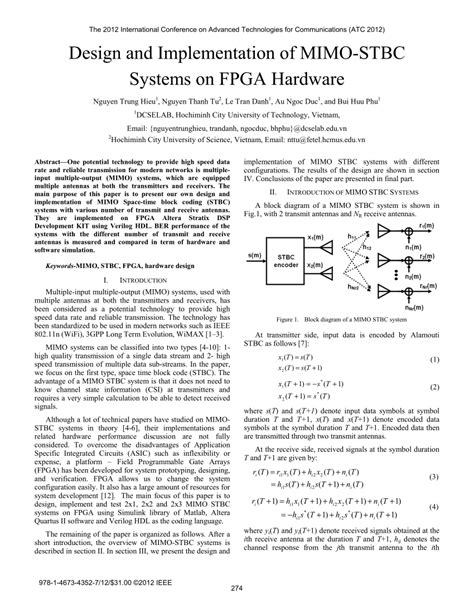 pdf design and implementation of mimo stbc systems on fpga hardware