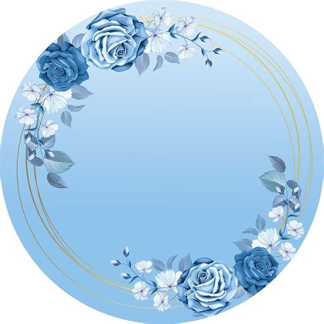 Painel em lona Redondo Decoração de Festa Flores Azul Shopee Brasil