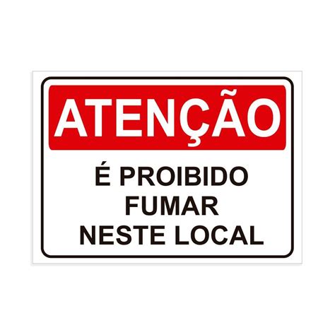 Placa de Sinalização Atenção É Proibido Fumar Neste Local MadeiraMadeira