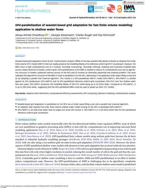 pdf gpu parallelisation of wavelet based grid adaptation for fast finite volume modelling