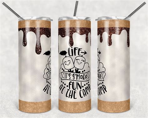 20 Oz Skinny Tumbler Smores Camping Design For Sublimation Etsy