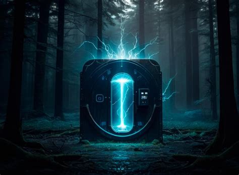 Um portal para outra dimensão numa floresta escura Foto Premium