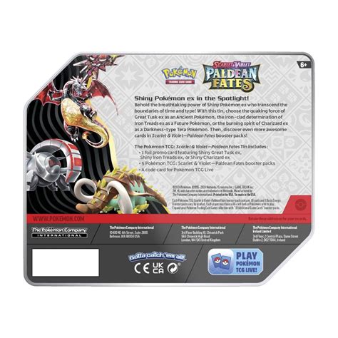 Pokémon TCG Scarlet Violet Paldean Fates Tin Shiny Iron Treads ex