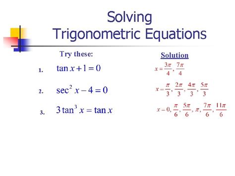 Lesson Solving Trigonometric Equations Solving Trigonometric