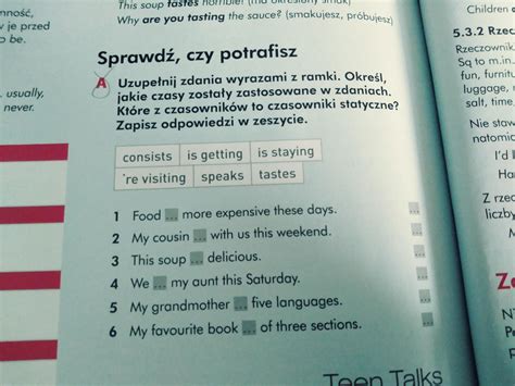 Uzupełnij zdanie wyrazami z ramki Określ jakie czasy zostały