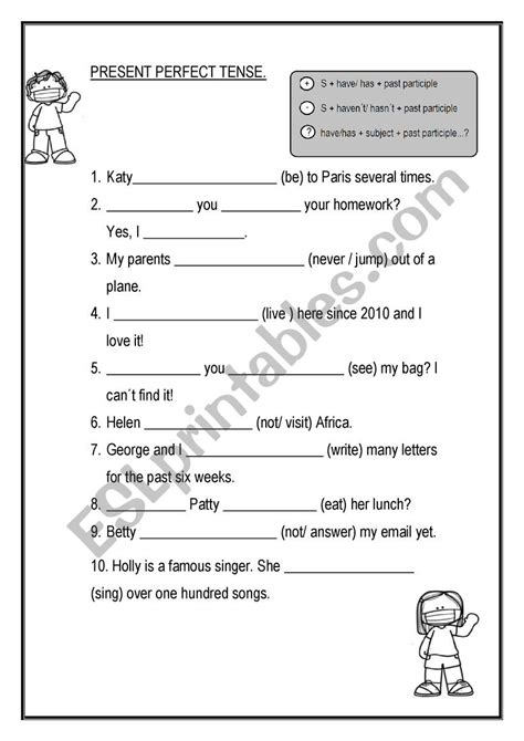 Present Perfect Tense Esl Worksheet By Mague