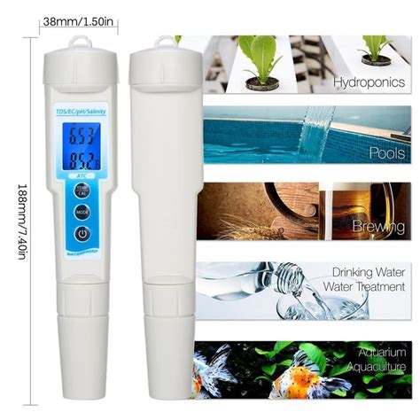 5 In 1 PH Meter Lightweight Durable Waterproof Multi Functional TDS
