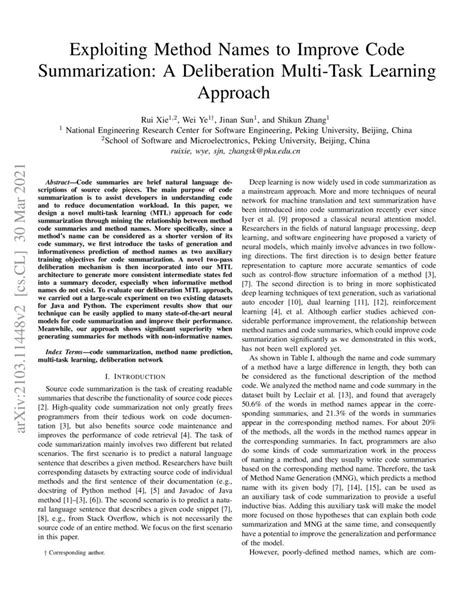 exploiting method names to improve code summarization a deliberation multi task learning