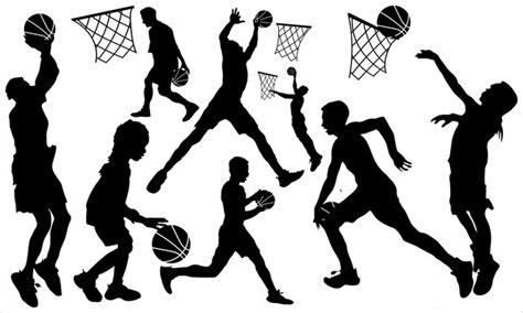 Siluetas De Entrenamiento Deportivo Y Conjunto De Jugadores De