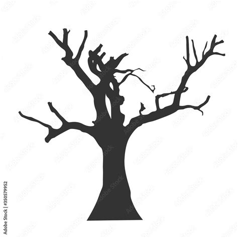 Naked Tree Silhouette On White Backgrounds Hand Drawn Isolated