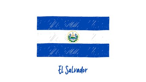 dibujo a lápiz de la bandera nacional de el salvador con fondo