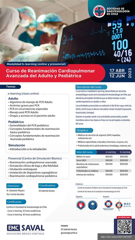Curso De Reanimaci N Cardiopulmonar Avanzada Del Adulto Y Pedi Trica