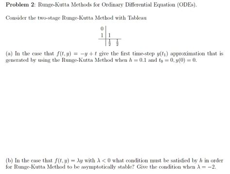 solved problem 2 runge kutta methods for ordinary differential equation odes consider the