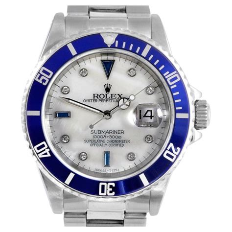 Rolex Mens Submariner 16610 Oyster Serti Diamond On Sport Strap For