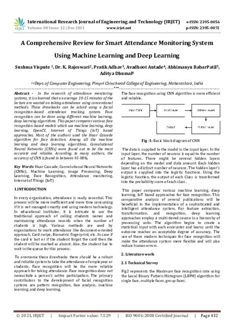 pdf irjet a comprehensive review for smart attendance monitoring system using machine