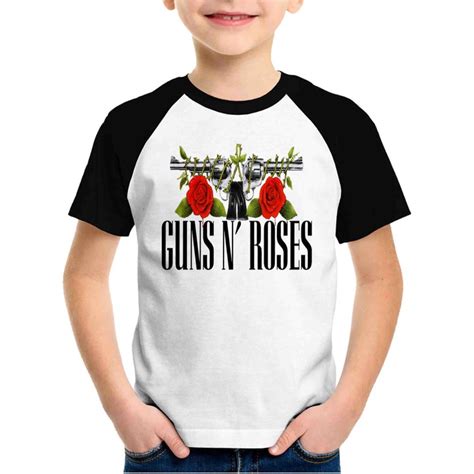 Camiseta Infantil Guns N Roses Rock Raglan Elo7