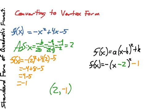 4 2 standard form quadratic function math algebra 2 quadratic functions standard form showme