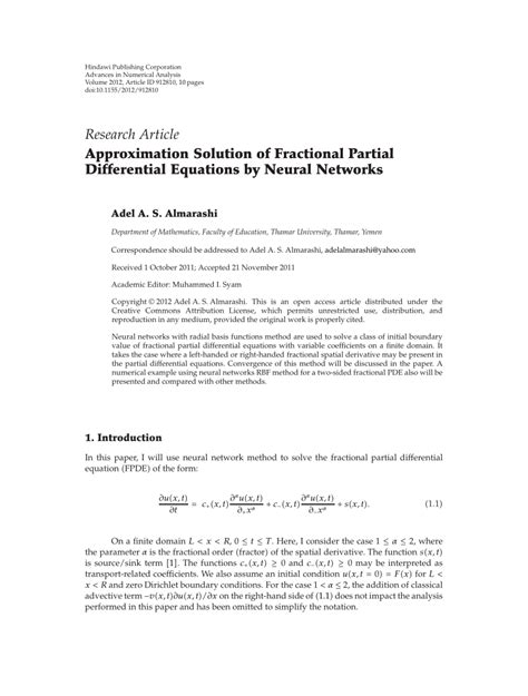 [pdf] approximation solution of fractional partial differential equations by neural networks