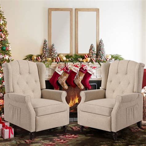 Amazon Baijiawei B Set Of Recliner Wingback Chair Tufted Arm