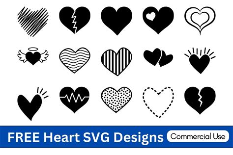 Heart SVGs FREE Printables Stencils Silhouette