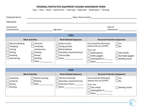 Ppe Assessment Form Excel Fill Online Printable Fillable Blank