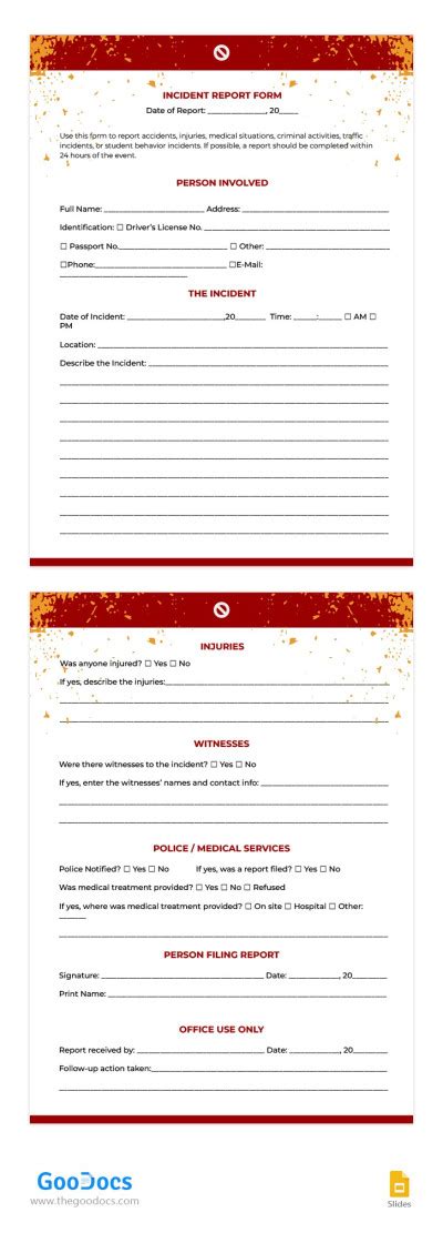 Creative Incident Report Template In Google Slides