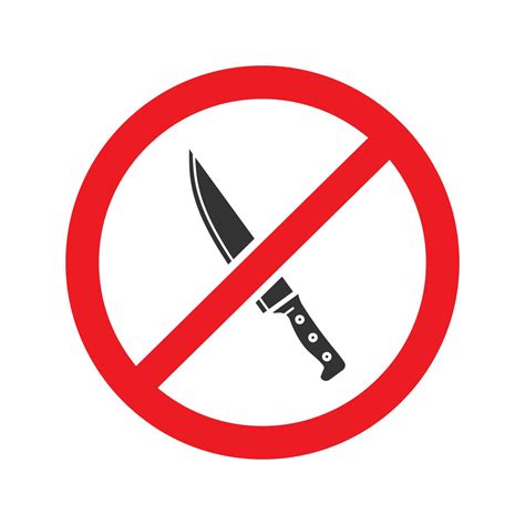Forbidden Sign With Knife Glyph Icon Stop Silhouette Symbol No Weapon