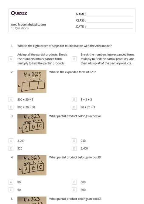 50 Multiplication And Area Models Worksheets For 4th Grade On Quizizz