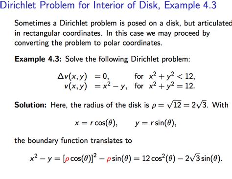 solved solve the following dirichlet problem of a disk in