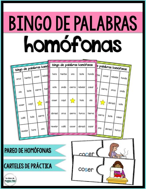 Palabras Hom Fonas Bingo Posters Flashcards Homophones In Spanish