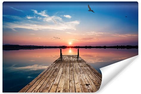 MURALO FOTOTAPETA POMOST JEZIORO ZACHÓD SŁOŃCA 3D 180X120 Opinie i