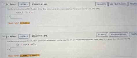Solved 17 1 Points DETAILS SCALCET9 4 1 042 MY NOTES ASK Chegg
