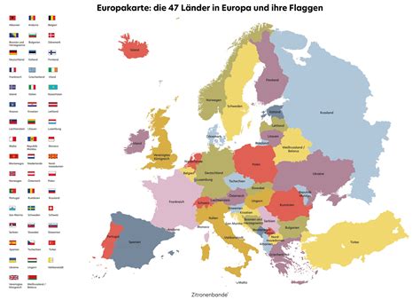 Europakarte 47 Länder in Europa mit Karte