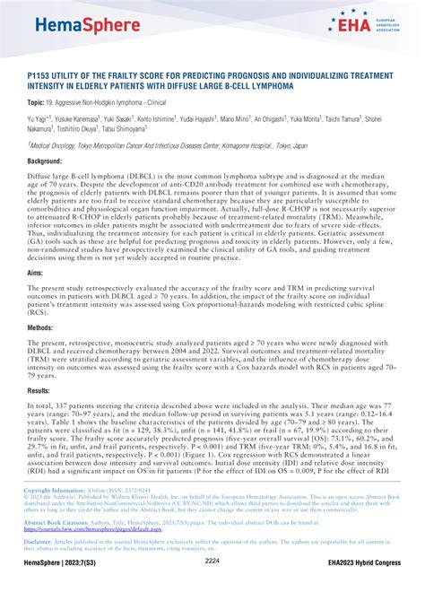 PDF P1153 UTILITY OF THE FRAILTY SCORE FOR PREDICTING PROGNOSIS AND