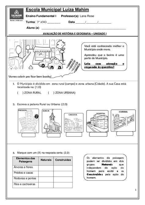 Plano De Aula Campo E Cidade 3 Ano EDUKITA