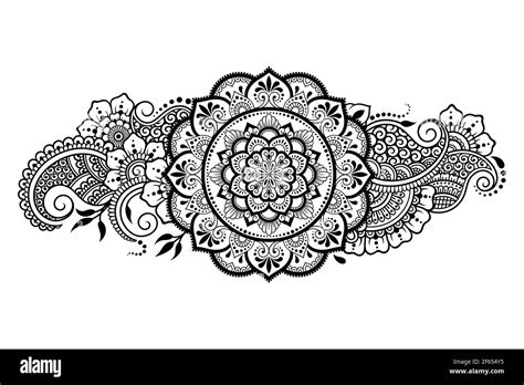 Circular Pattern In Form Of Mandala With Flower For Henna Mehndi