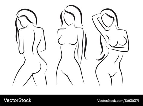 Nude Woman Silhouette Beautiful Girl Royalty Free Vector