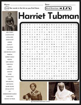 Harriet Tubman Biography Word Search Puzzle By Word Searches To Print