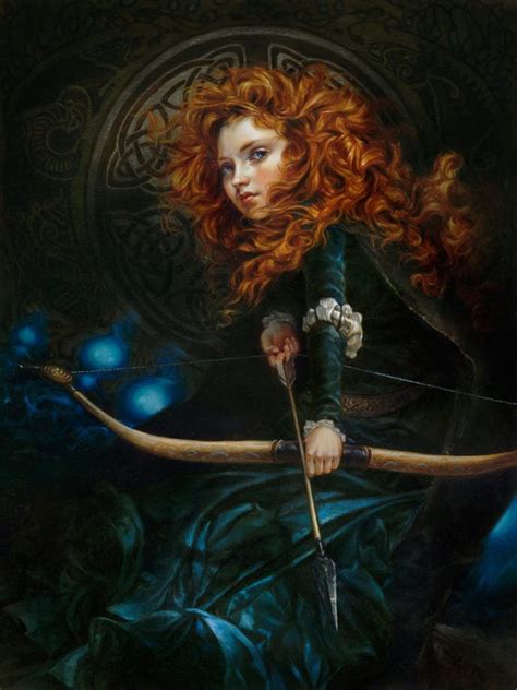 Merida Disney Cartoon Character Red Hair Girl Bow Arrow