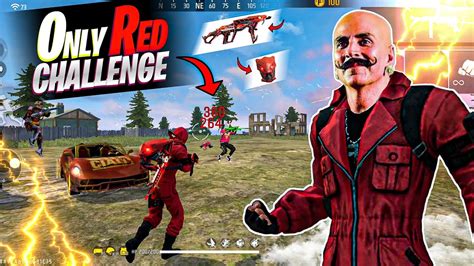 Free Fire But Only RED Challenge In Solo VS Squad Rank Pro Lobby