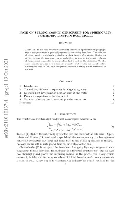 pdf note on strong cosmic censorship for spherically symmetric einstein dust model