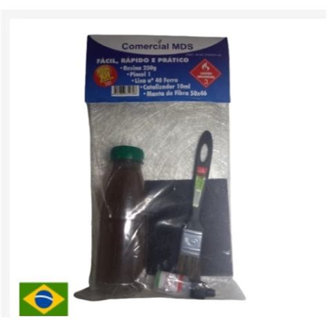 Kit Reparo Fibra De Vidro Manta Resina Pincel E Catalizador Shopee Brasil