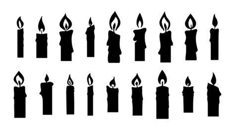 Ilustração vetorial de silhuetas de velas de conjunto candelabro de cor