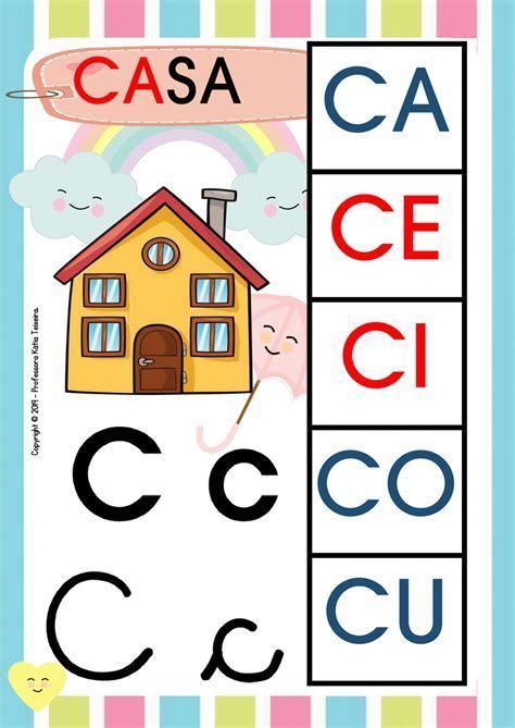 Cartazes alfabeto 4 tipos de letras sílabas tema chuva de amor em
