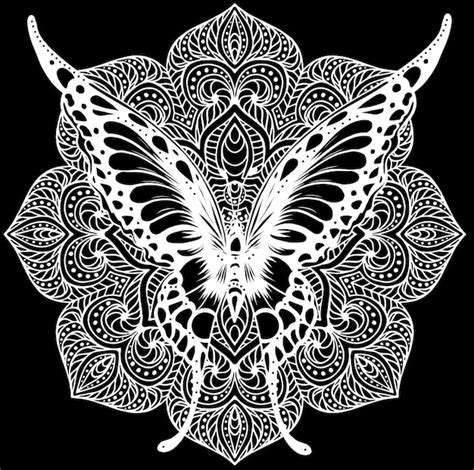Hermosa Mariposa En Blanco Y Negro Vector De Contorno Vector Premium